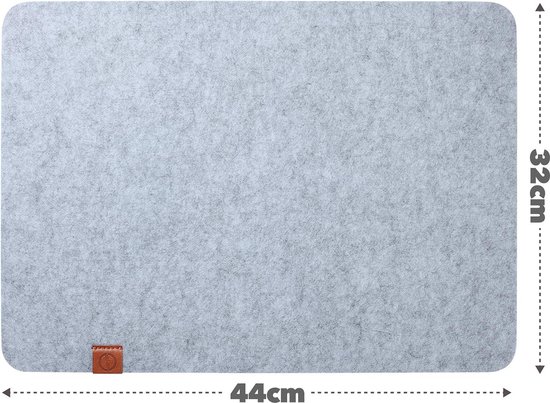 Noble placemat van vilt 6 stuks set lichtgrijs - placemat veegbare ...