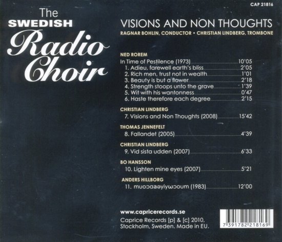 The Swedish Radio Choir - Visions And Non Thoughts (CD), The Swedish ...