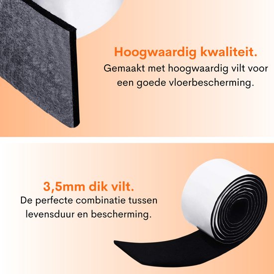 FLOOQ Meubelvilt op rol - Zelfklevend & anti-kras - Zwart - 5 meter | bol