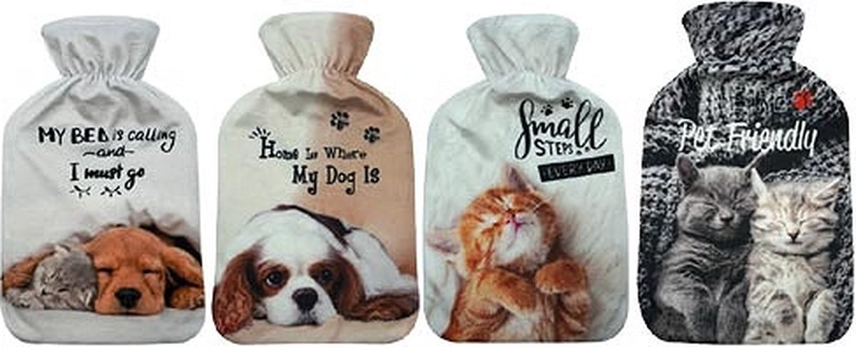 warmwaterkruik - kruik met hoes - hond - spreuk - 2 liter | bol