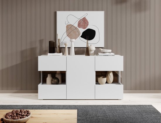 Meubella - Dressoir Asilento - Mat wit - 120 cm | bol