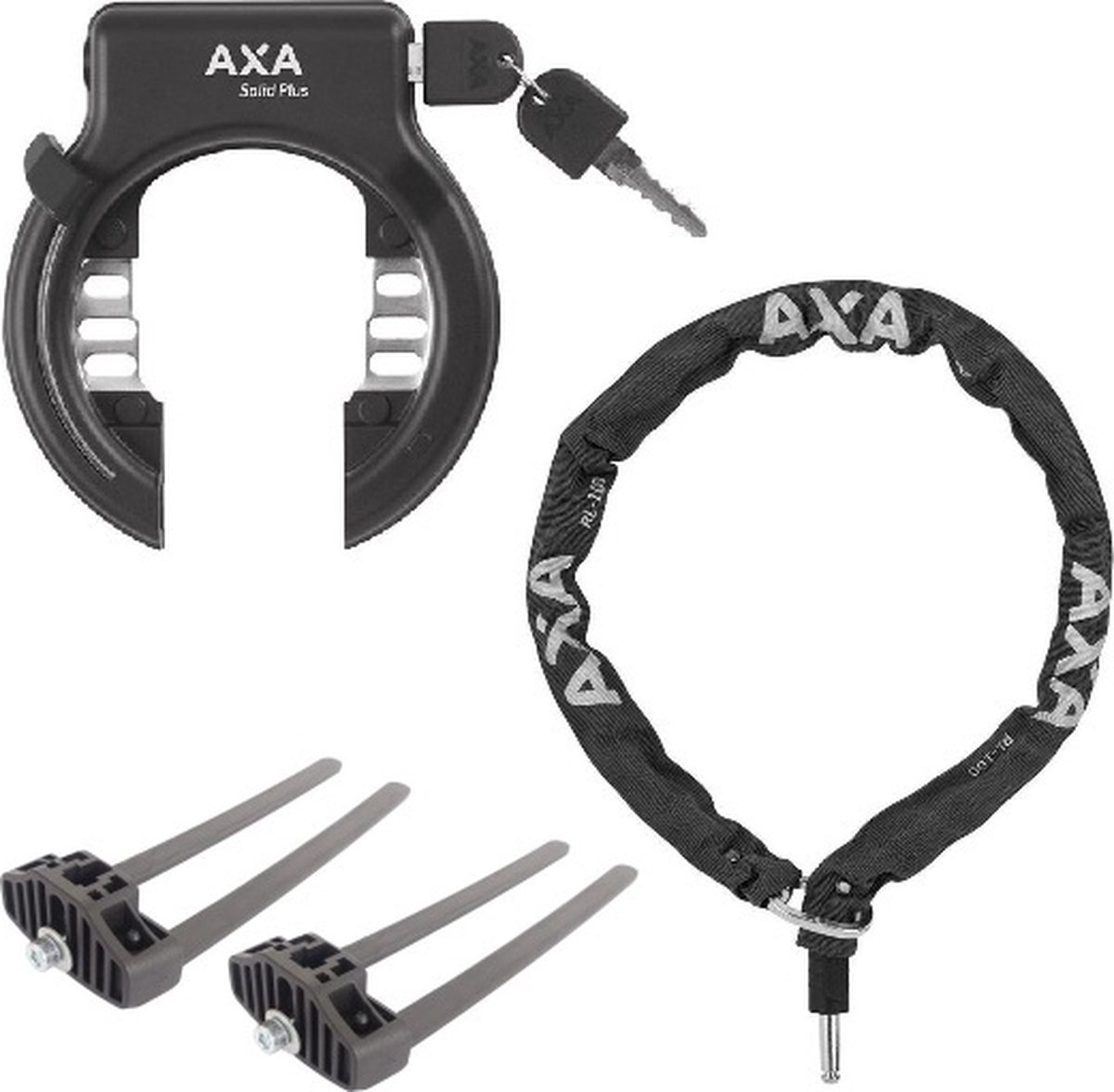 Axa Solid Plus Ringslot ART2 Zwart + Axa Insteekketting RLC100 cm 5,5 mm Zwart + Flex... | bol