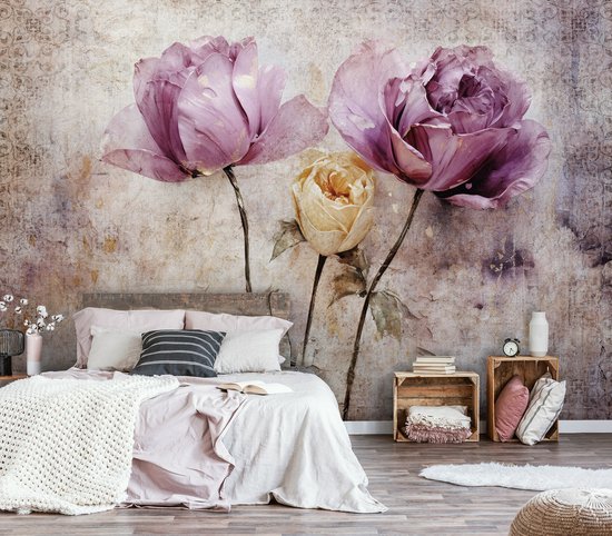 Fotobehang - Bloemen - Rozen - Structuur - Bloem - Planten ...