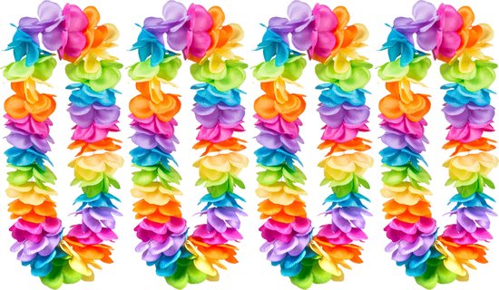 Boland Hawaii krans/slinger - 4x - Tropische/zomerse kleur mix - Grote ...