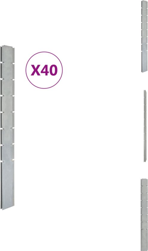 vidaXL Schuttingpaal - Gegalvaniseerd Staal - 19 x 4 x 200 cm - 40 ...