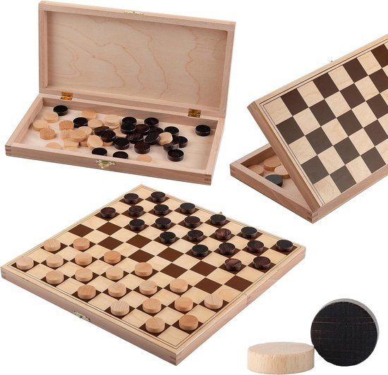 Dambord - Dambord met Damstenen - Familiespel - Damset - Schaakbord ...