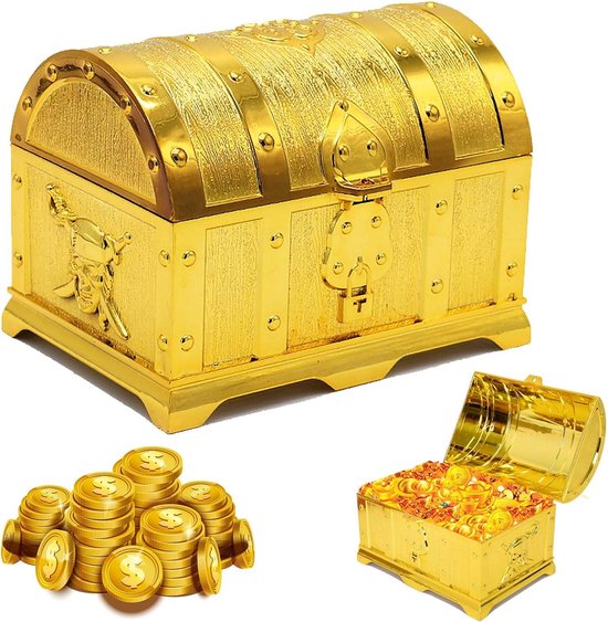 Pirate Treasure Chest Retro Treasure Chest Children's Birthday, Plastic ...