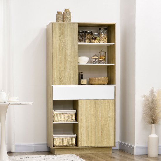 HOMdotCOM keukenkast, keukenbuffet, hoge kast met lade ...