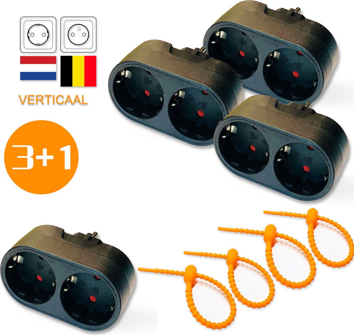 Colorful Sun® Stopcontact splitter - Verdeelstekker - 3+1 stuks ...