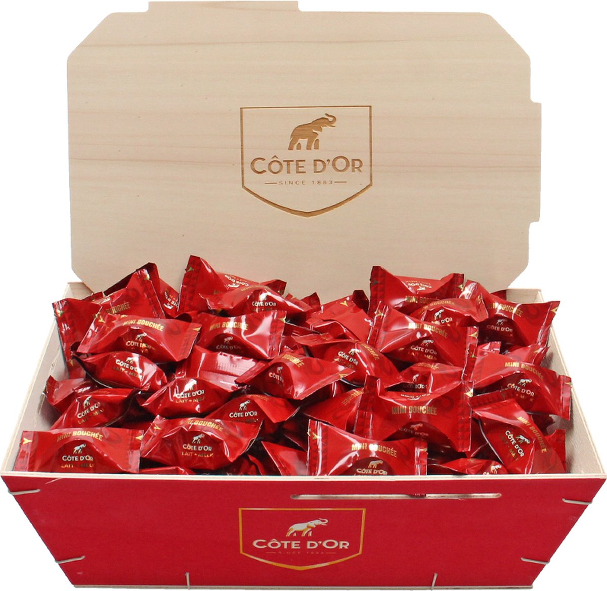 Côte d'Or Mini Bouchée kerstcadeau in houten kistje - 1000g | bol