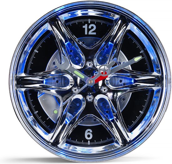Red5 LED Velg Klok - Klok - Blauwe LED Verlichting - Autovelg - 37253 | bol