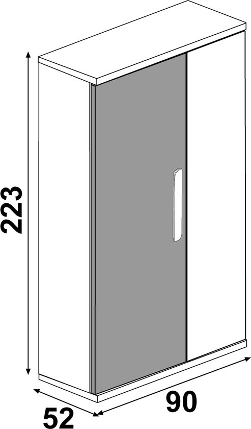 Kledingkast Bo0 met 2 legplanken, kledingroede en langwerpige deurgreep ...