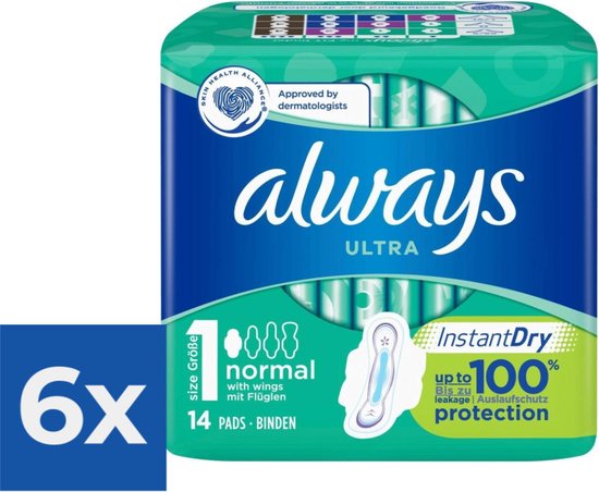 Always Maandverband Ultra Normal Plus 14 stuks - Voordeelverpakking 6 ...