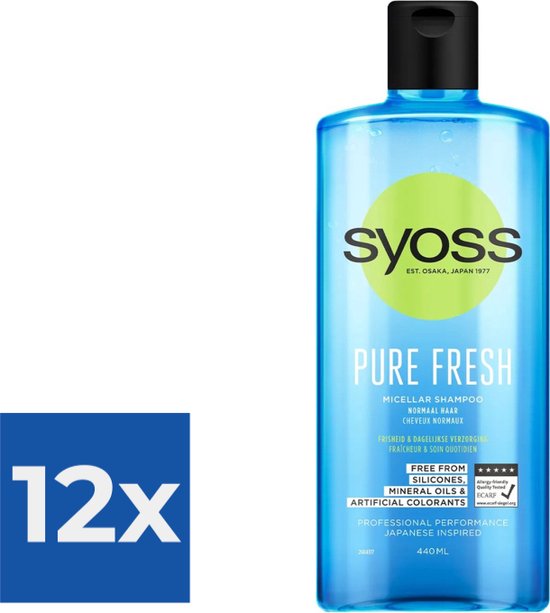 Syoss Shampoo Pure Fresh 440ml - Voordeelverpakking 12 stuks | bol