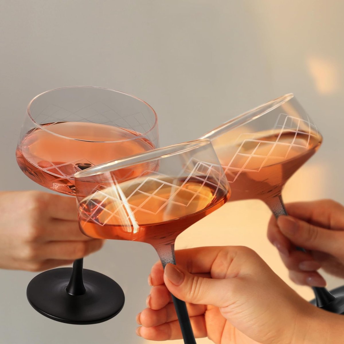 Set de 4 Verres coupés de 280 ml avec cuillère à bar, Verres à cocktail ...