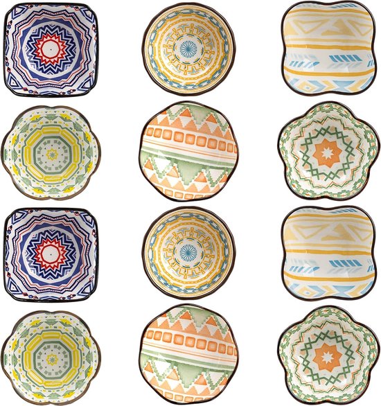 Set of 12 ceramic mini bowls, 120 ml dip bowl with soy sauce for yogurt ...