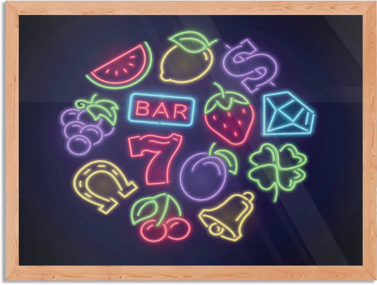 Poster Game Slot Iconen Rechthoek Horizontaal Met Lijst L (50 X 40 CM ...