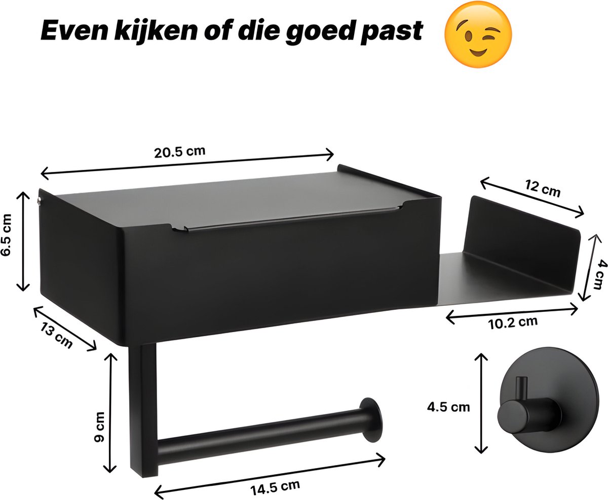 SVENNE® WC Rolhouder met Opbergvak - Toiletrolhouder - Bakje - Zonder ...