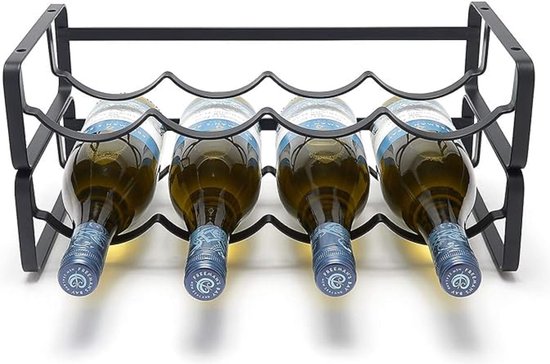 wijnflessen, vrijstaand, flessenrek met glashouders, voor keuken, bar ...