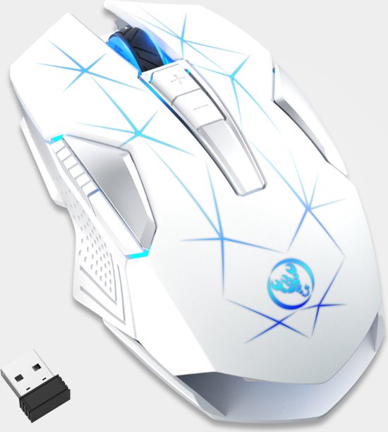Gaming Muis Draadloos - Wit - RGB - 2400 DPI - Oplaadbaar - Game Muis ...