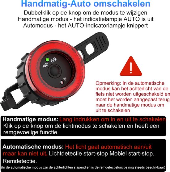 Cycling Signal Achterlicht Fiets - Fietsverlichting USB Oplaadbaar ...