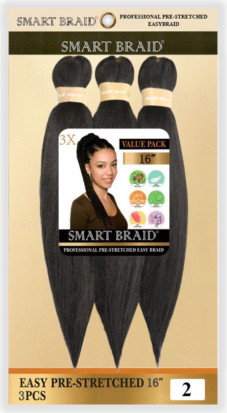 Smart Braid Pre-Stretched 3 in een verpakking - Hair extensions - 16 ...