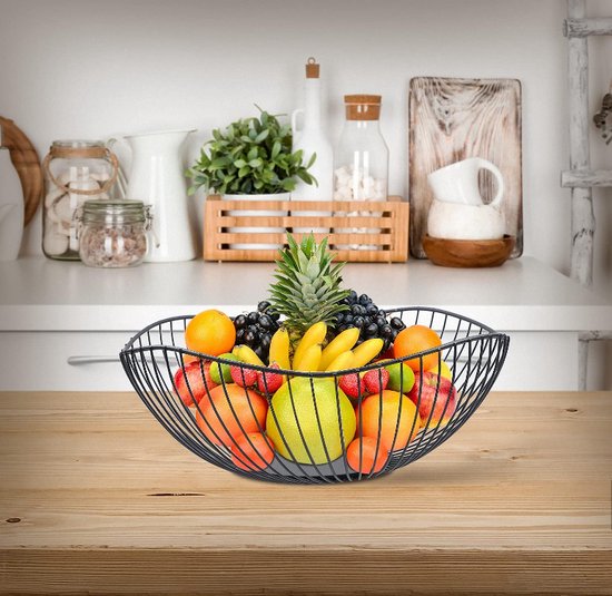Fruitmand met golfvorm, fruitmand van metaal, moderne decoratieve ...
