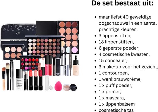 25-delige make-upset, complete make-upset, cosmeticapalet, set met ...