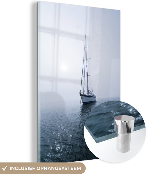 MuchoWow® Glasschilderij 20x30 cm - Schilderij acrylglas - Zeilboot ...