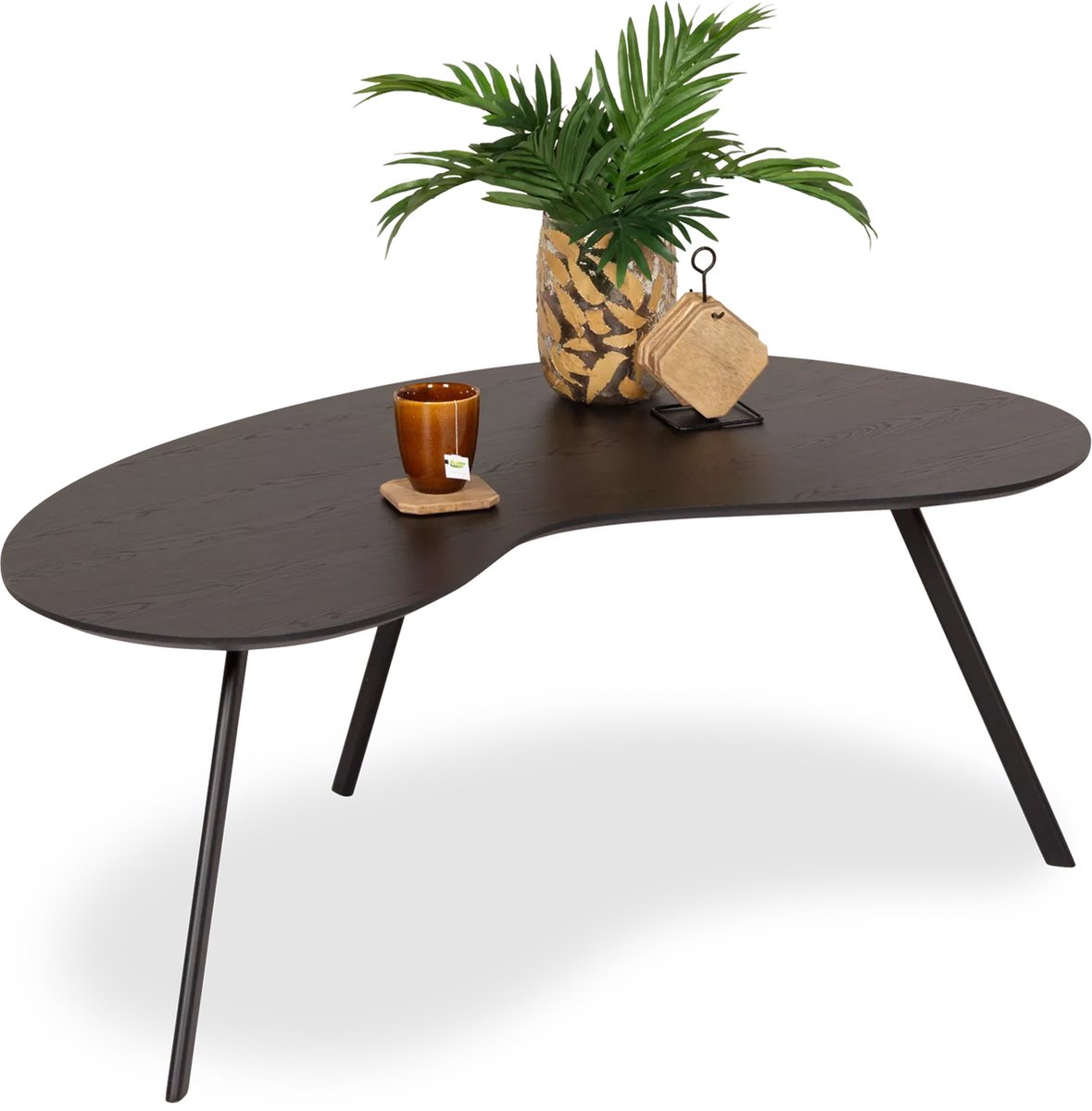 Salontafel (groot) Rein - Houtlook Zwart - Salontafel Rond - Salontafel Kunststof - | bol