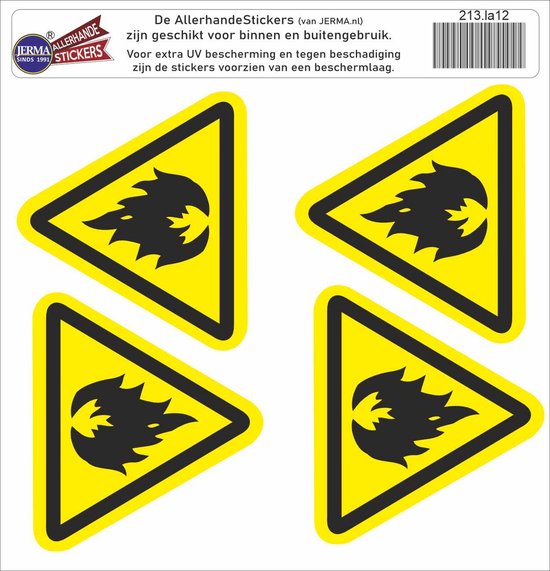 Ontvlambare stoffen, Brandgevaar sticker geel zwart 10 cm. | bol