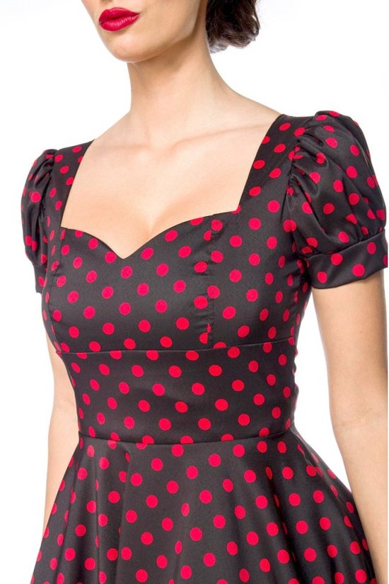 Belsira - Polka Dot Retro Swing jurk - M - Zwart/Rood | bol