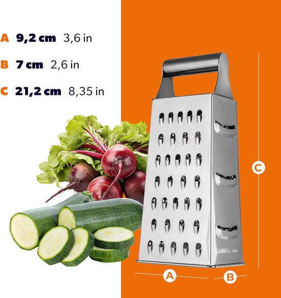 Rasp van roestvrij staal, 4-zijdige groenterasp, rasp voor fruit ...