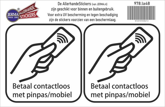 Jerma - Betaal hier contactloos - kassa stickers - set 2 stuks | bol