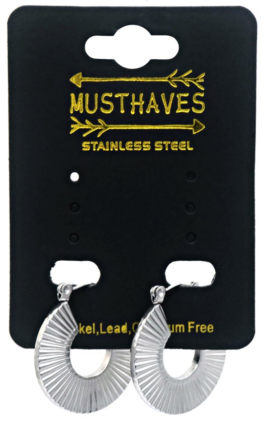 Oorbellen met Groeven - Oorringen - RVS - 2,5 cm - Zilverkleurig | bol