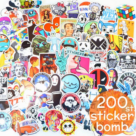Stickerbomb 200 stuks | Hele leuke uniek Stickers MIX | Fatbike Scooter ...