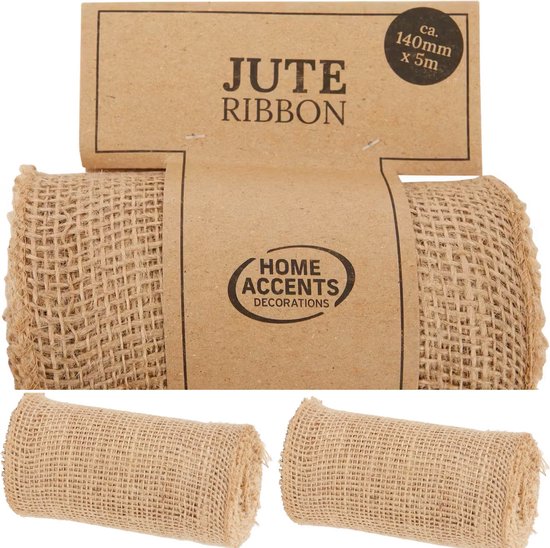 2 Rollen jute elk van 14 cm breed en 5 meter lang - jute - lint - stof ...
