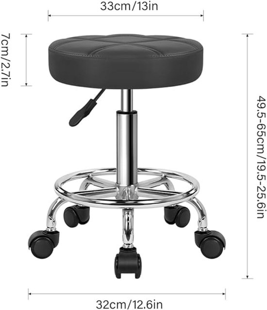 rolkruk - Roller Stool with Footrest Office Stools Height adjustable | bol