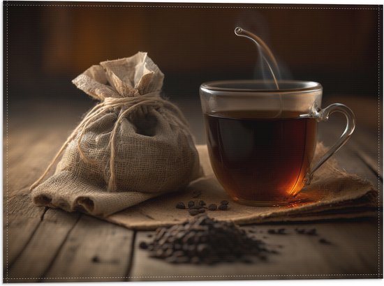Vlag - Thee - Kopje - Boontjes - -Zakje - 40x30 cm Foto op Polyester ...