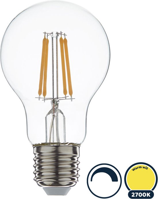 Led filament E27 bulb (A60) lamp dimbaar, 4W vervangt 40W, warm wit (2700K), 400... | bol