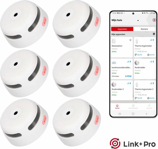 X-Sense XS01-M Slimme rookmelder met WiFi - 6 Rookmelders - Link+ Pro ...