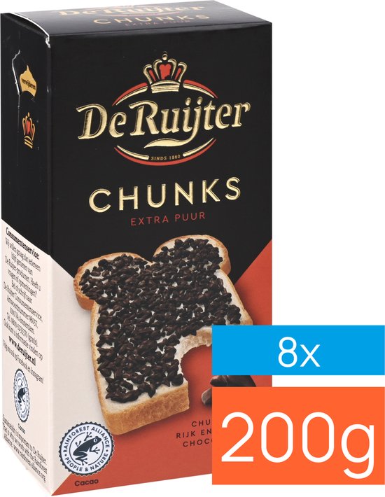 8 pakken De Ruijter Chunks Extra Puur 200g | bol