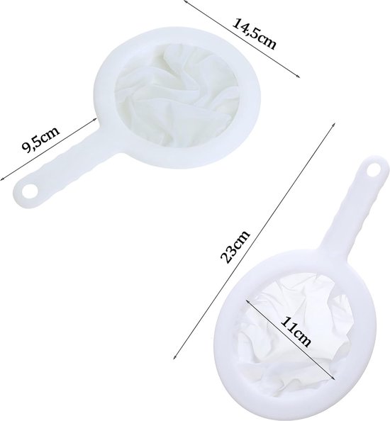 Fijne zeef, 2 stuks, zeeffilters met antislip handvat, 400 mesh nylon ...