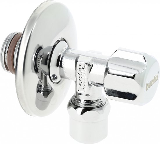 Bonfix Hoekstopkraan chroom met roset 3/8inch x 10mm knel buitendraad FR | bol