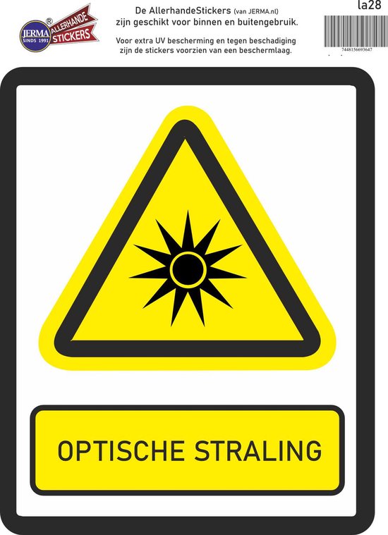 Pas op Optische straling sticker. | bol