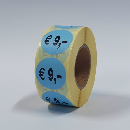 “€9" Prijs Stickers op rol 35mm blauw - 1000ex. | bol