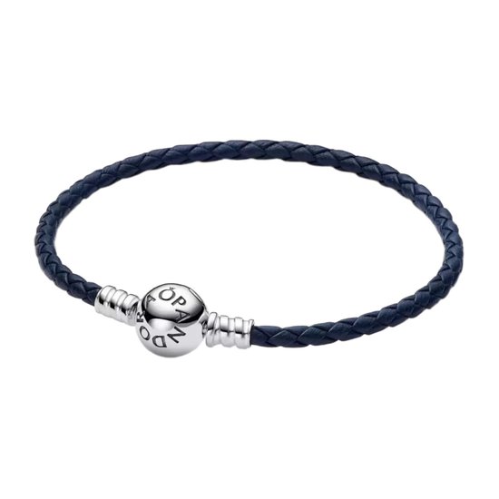 Pandora Moments Blauwe gevlochten Leren Armband 592790C01-S3 | bol