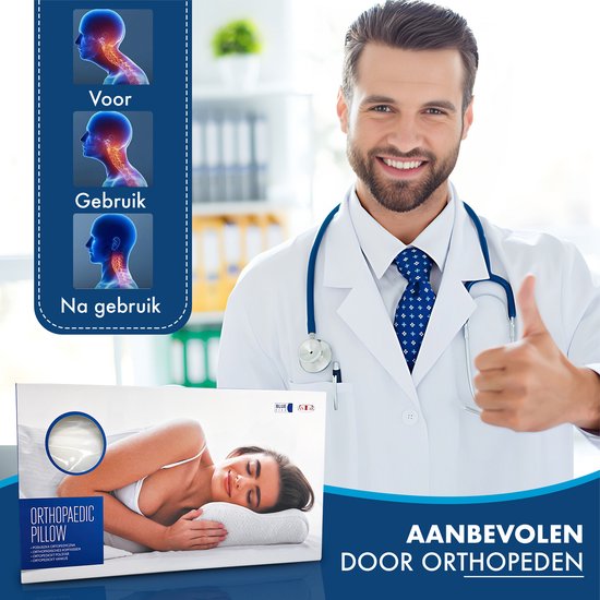 Orthopedisch hoofdkussen Tegen Nek- en rugklachten – Memory foam – 60 x 31 x 7-11 cm –... | bol