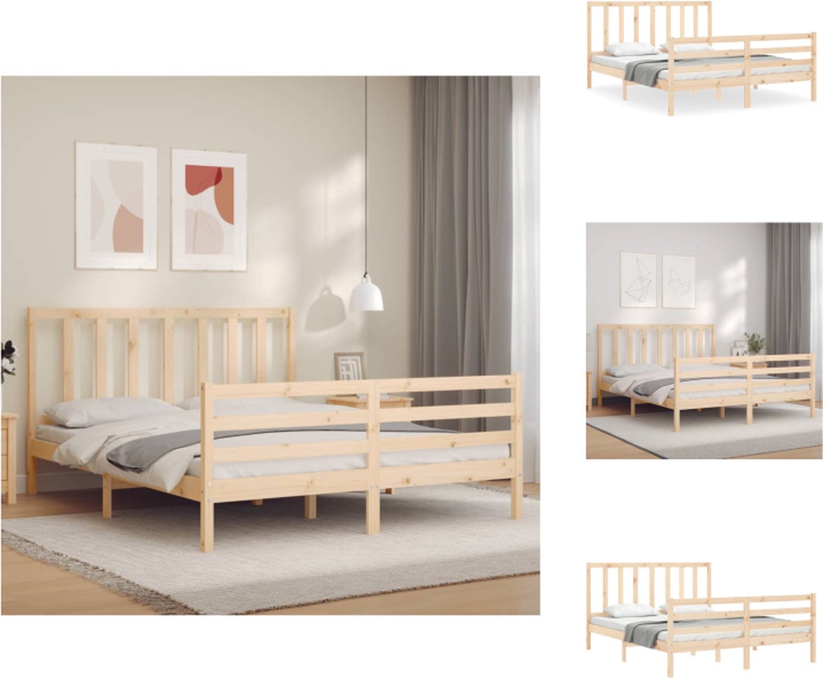 vidaXL Massief grenen Bedframe - 205.5 x 155.5 x 100 cm - Multiplex ...