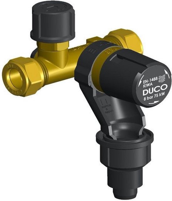Pentec Duco Inlaatcombinatie - 15 mm knel - 8 bar - Zwart | bol